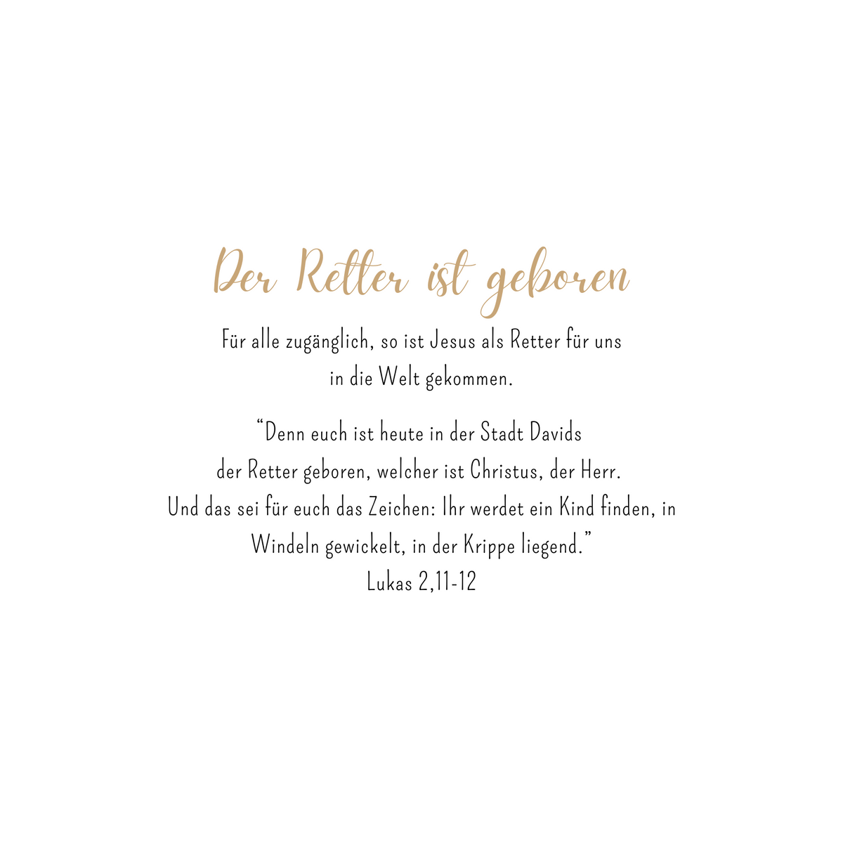 Grusskärtchen 'Der Retter ist geboren' – Textlive